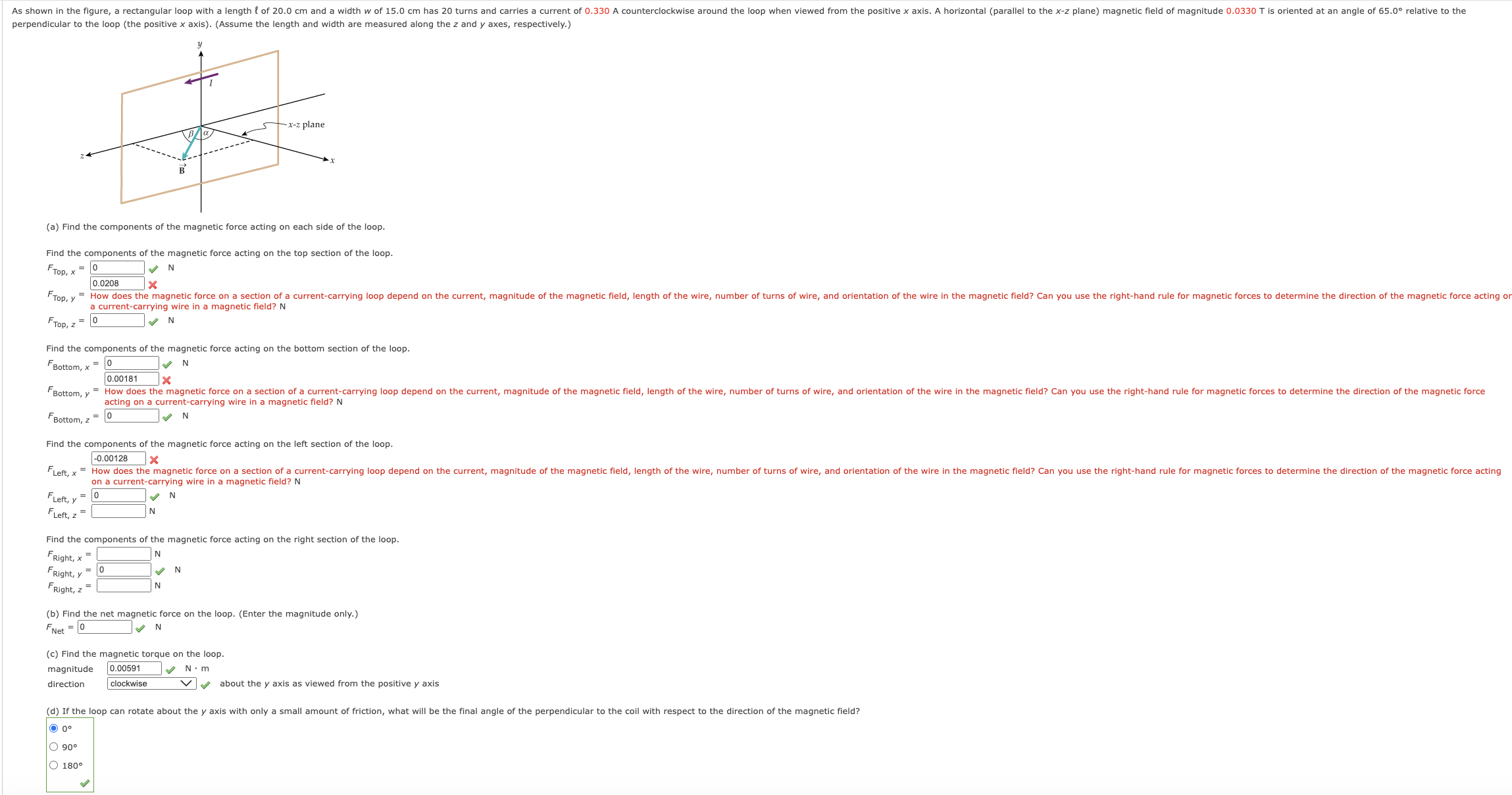Solved perpendicular to the loop (the positive x | Chegg.com