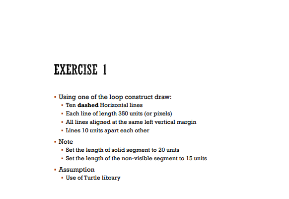 Solved EXERCISE 1 . Using one of the loop construct draw: • | Chegg.com