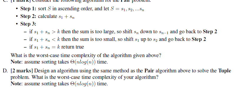 Solved Given a set S of n integers, and a target value k, | Chegg.com