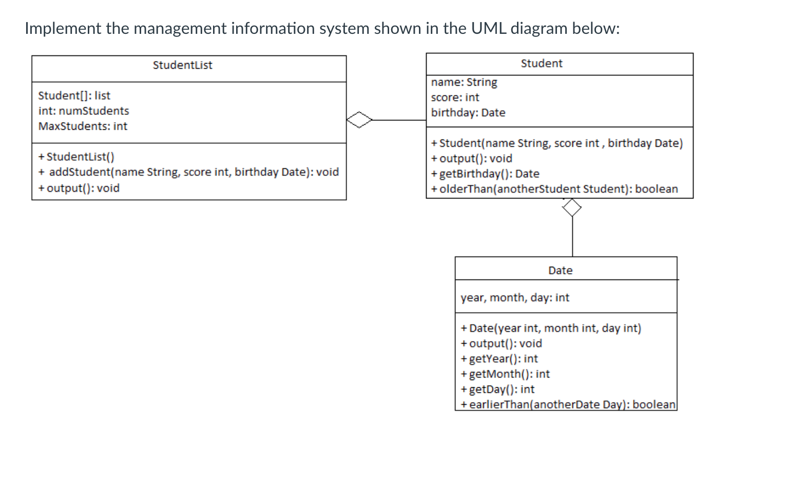 Implement the management information system shown in | Chegg.com