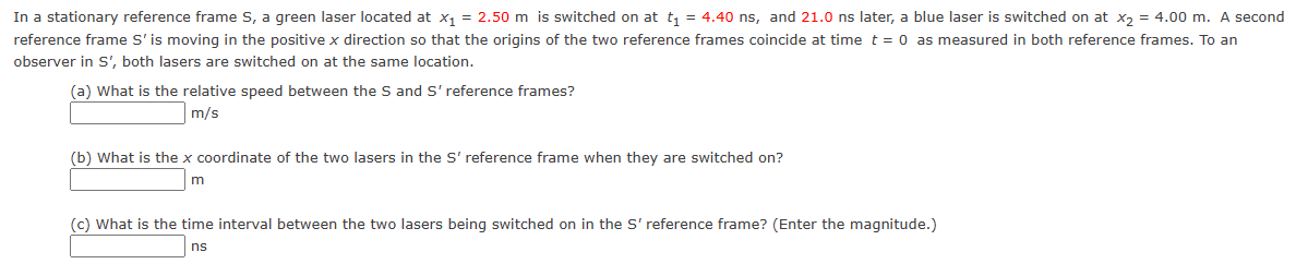 Solved In a stationary reference frame \\( \\mathrm{S} \\), | Chegg.com