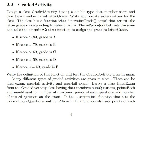 2.2 Graded Activity Design a class Graded Activity | Chegg.com