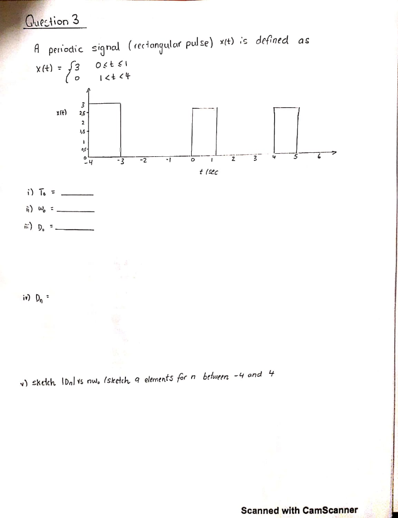 Solved Quection 3 A periodic signal (rectangular pulse) x[+) | Chegg.com
