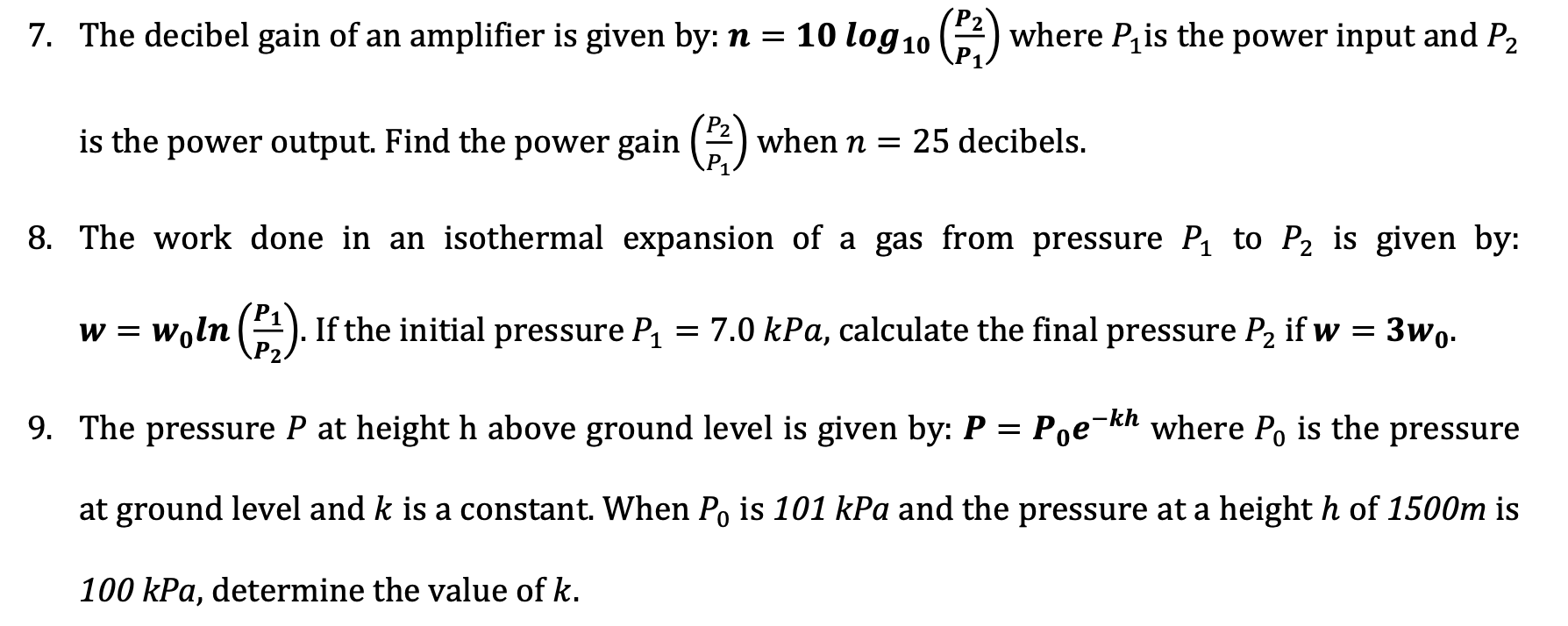 Solved 7. The decibel gain of an amplifier is given by: | Chegg.com