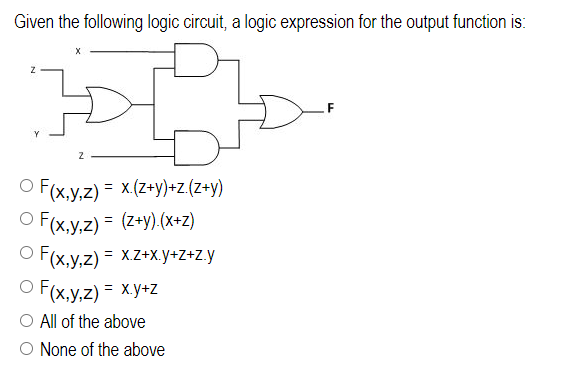 Solved Given the following logic circuit, a logic expression | Chegg.com