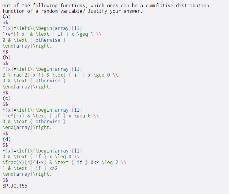 Solved Out of the following functions, which ones can be a | Chegg.com