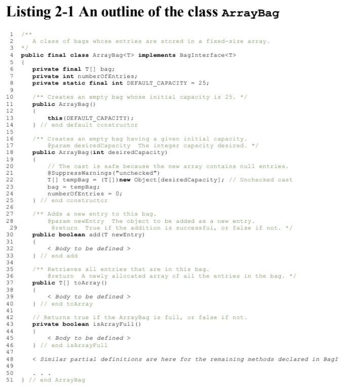 Solved Description 1 Implement The Interface Baginterface 