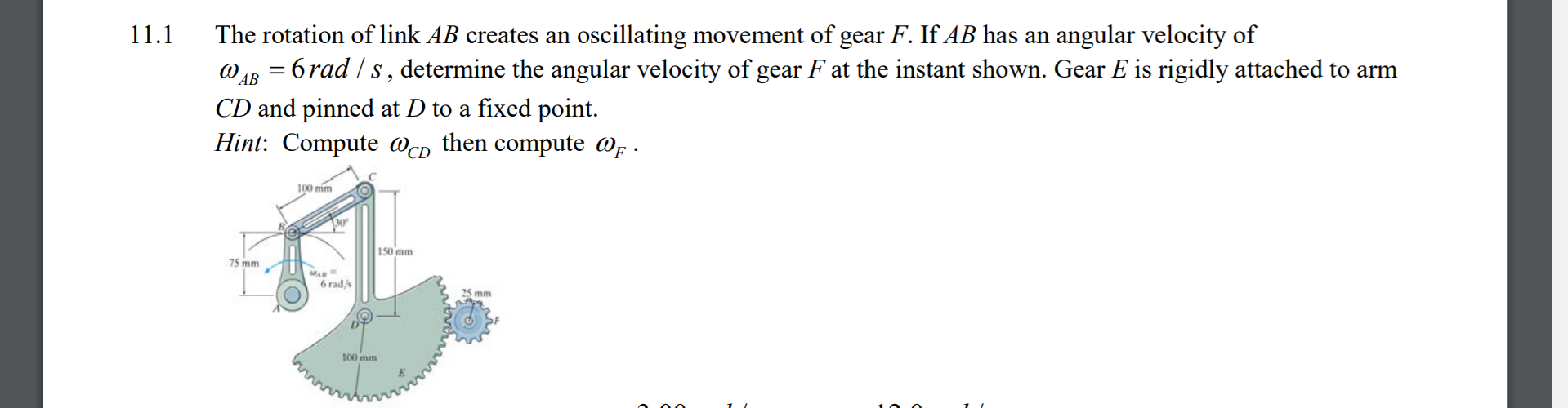 Solved 11.1 The rotation of link AB creates an oscillating | Chegg.com