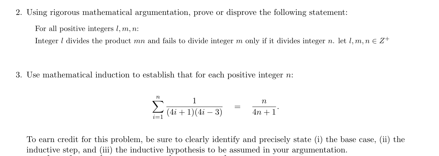 Solved 2. Using rigorous mathematical argumentation, prove | Chegg.com