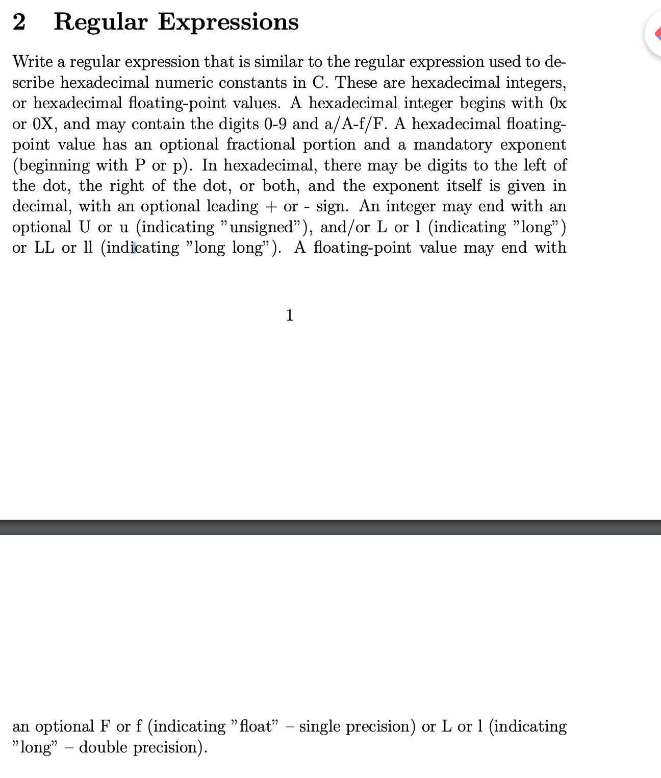 Solved 2 ﻿Regular ExpressionsWrite a regular expression that | Chegg.com