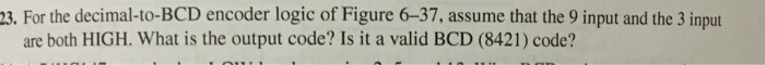 Solved For the decimal-to-BCD encoder logic of Figure 6-37, | Chegg.com