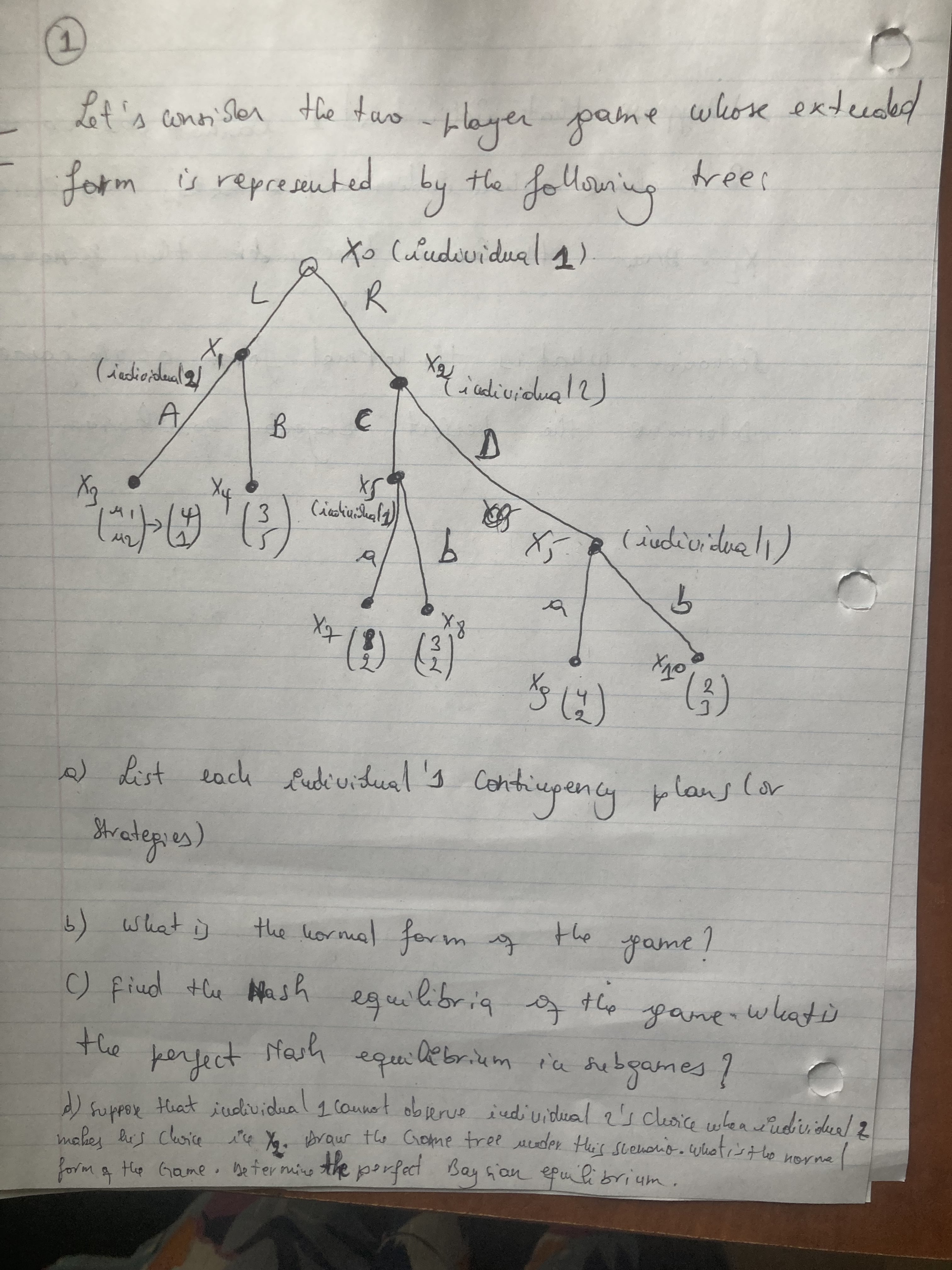 Solved Let's consister the two- Hayer pame whose extreaded | Chegg.com