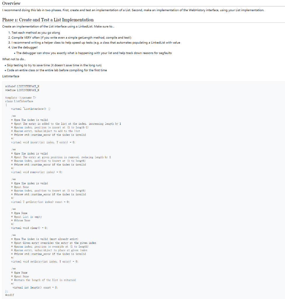 Overview I recommend doing this lab in two phases. | Chegg.com