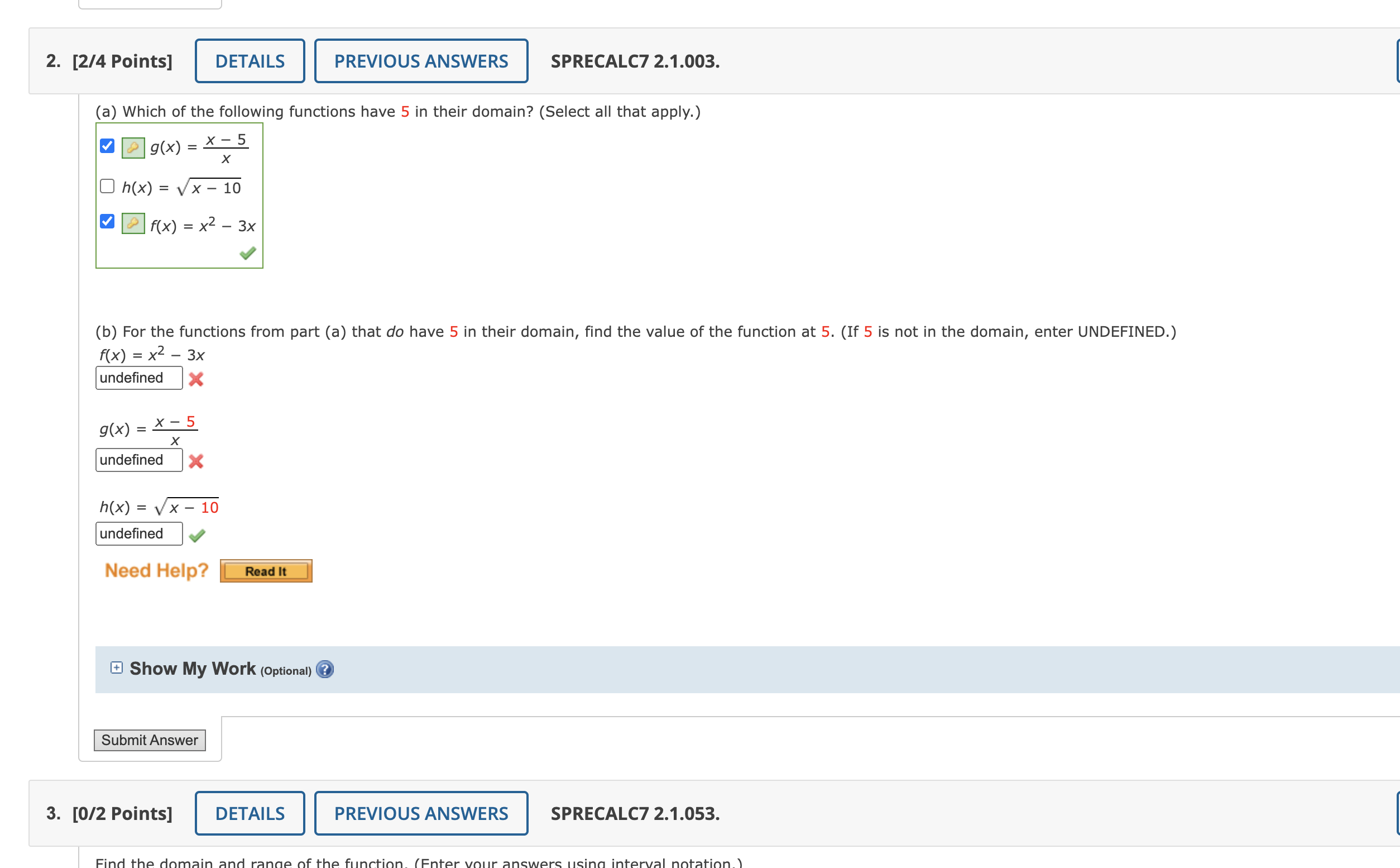 Solved (a) Which of the following functions have 5 in their | Chegg.com
