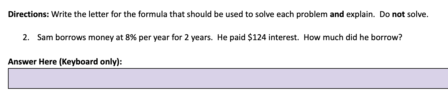 Solved Directions: Write the letter for the formula that | Chegg.com