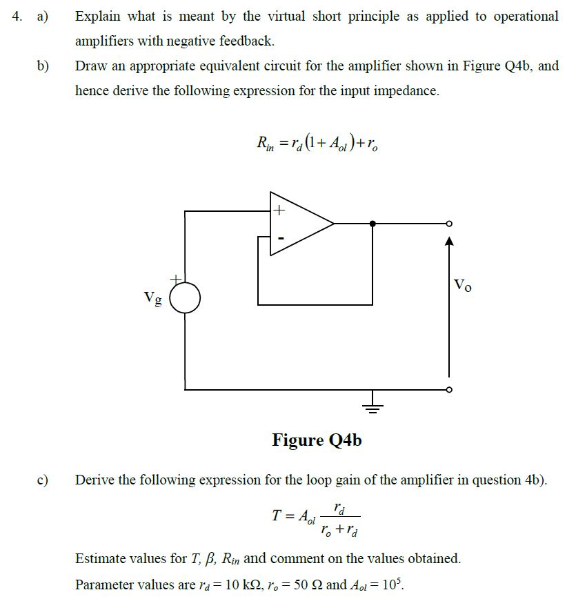 Solved 4. a) Explain what is meant by the virtual short | Chegg.com