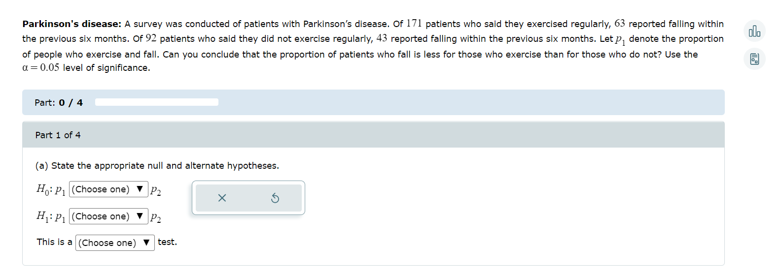 Solved Parkinson's disease: A survey was conducted of | Chegg.com