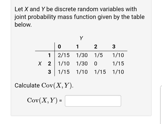 Solved Let X and Y be discrete random variables with joint | Chegg.com