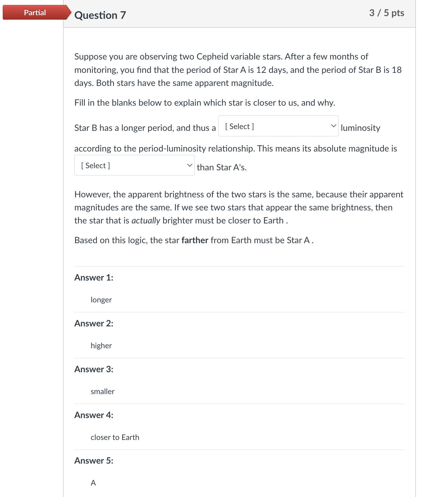 Solved Suppose you are observing two Cepheid variable stars. | Chegg.com