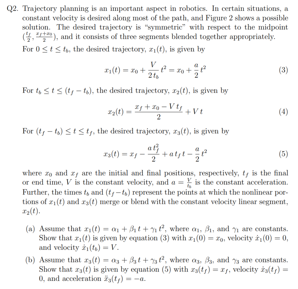 Solved Q2. Trajectory planning is an important aspect in | Chegg.com