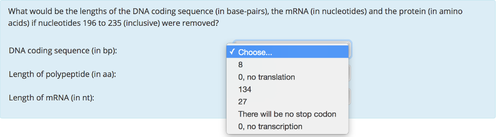 Solved What would be the lengths of the DNA coding | Chegg.com