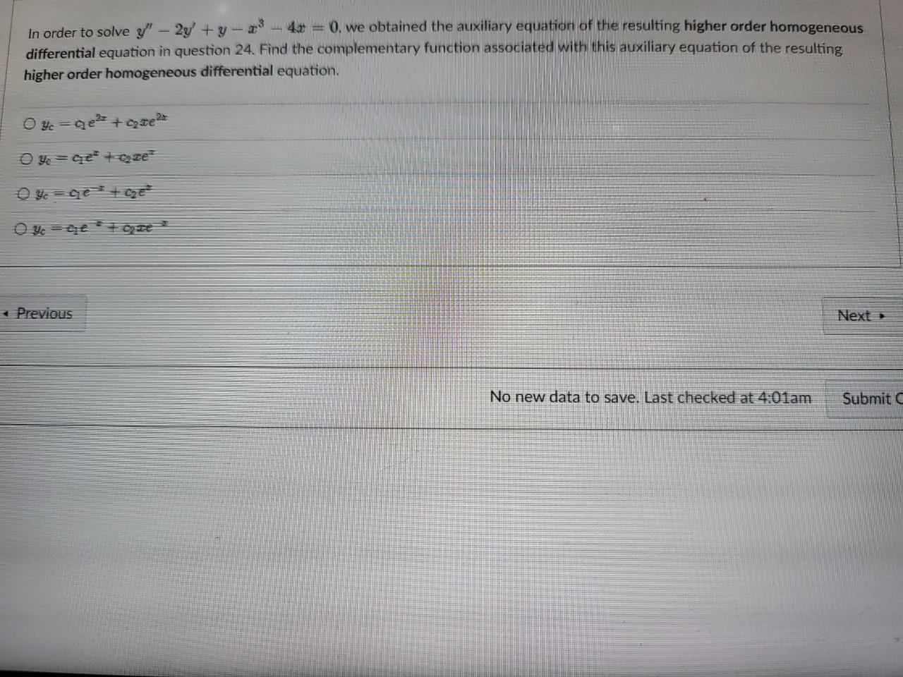 Solved In order to solve zy" - 2y +y-2 - 4x = 0, we obtained | Chegg.com