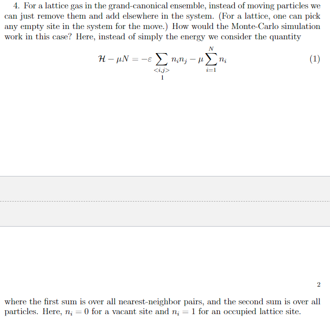 4. For a lattice gas in the grand-canonical ensemble, | Chegg.com