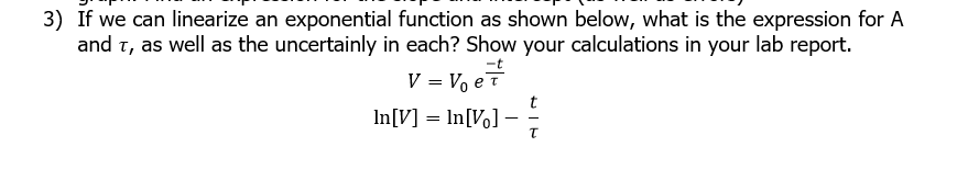 Solved 3) If we can linearize an exponential function as | Chegg.com