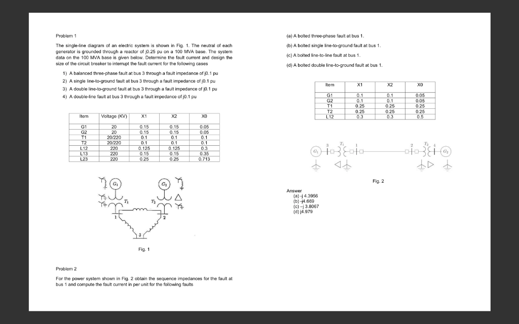 Solved Problem The single-line diagram of an electric system | Chegg.com