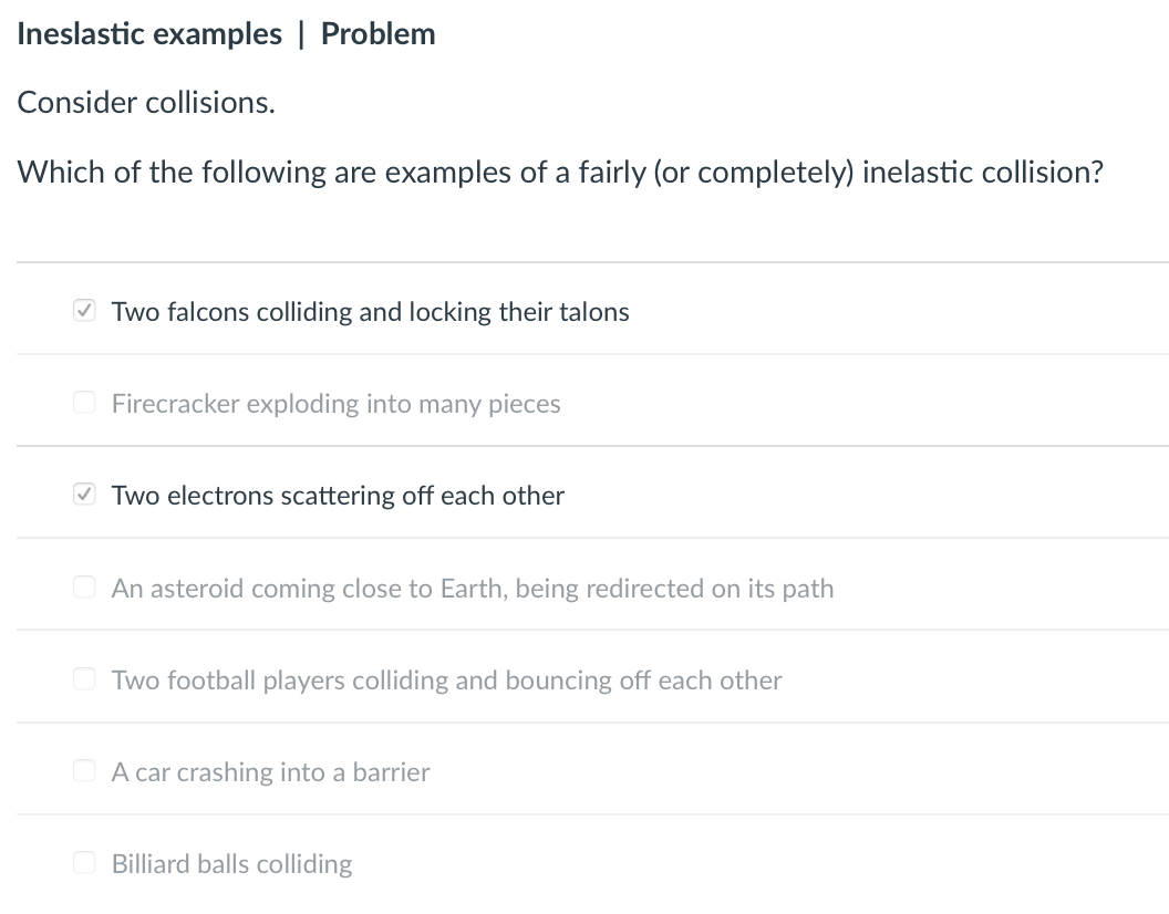 Solved Ineslastic examples Problem Consider collisions. | Chegg.com