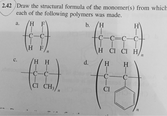 Solved Draw the structural formula of the monomer(s) from | Chegg.com