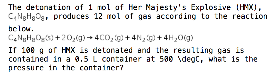 Solved The detonation of 1 mol of Her Majesty's Explosive | Chegg.com
