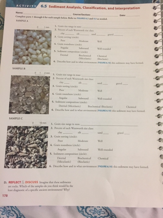 Solved Grain size range in mm: _______ Percent of each | Chegg.com