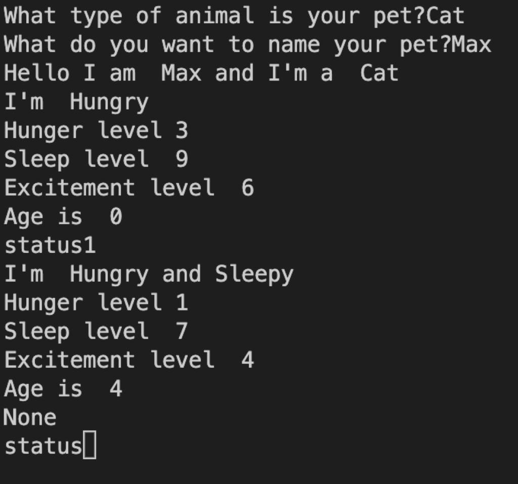 Solved Pet Simulator - Python I'm using a threading timer | Chegg.com