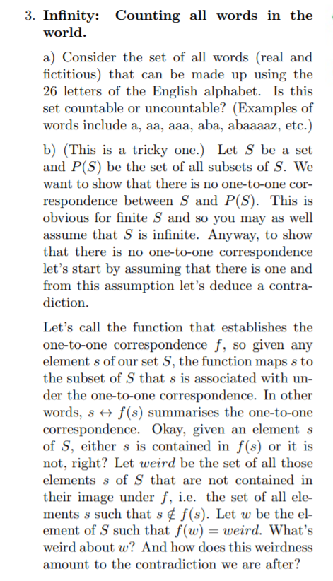 Solved 3. Infinity: Counting all words in the world. a) | Chegg.com