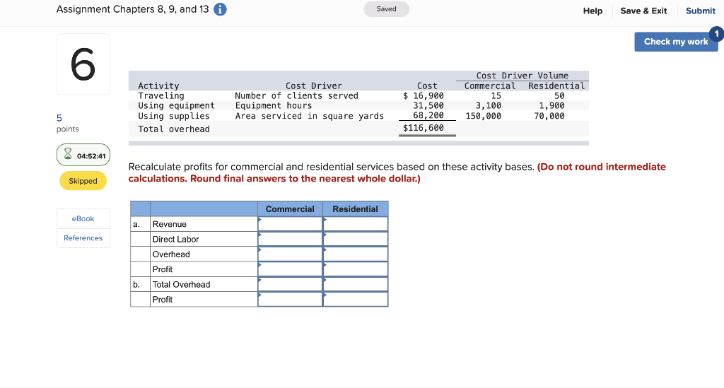 Solved Assignment Chapters 8, 9, and 13 A Saved Help Save & | Chegg.com