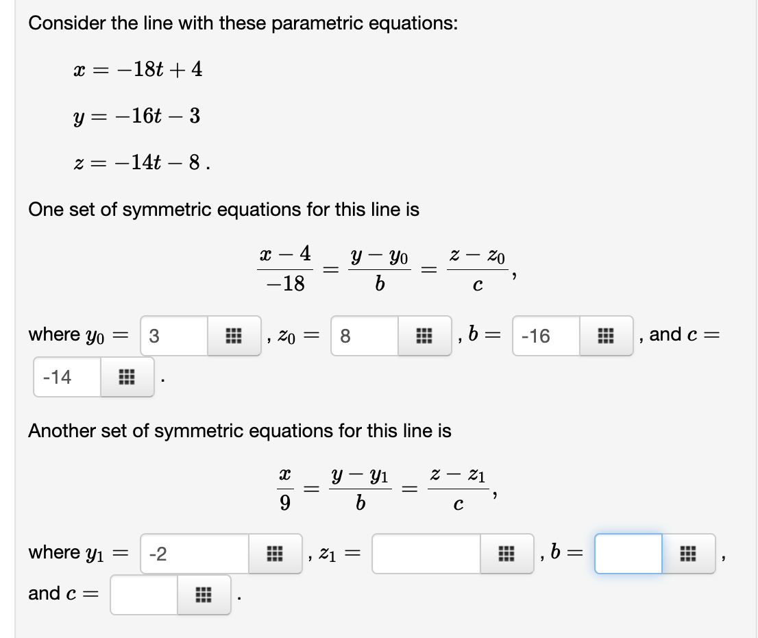 Solved Consider the line with these parametric equations: | Chegg.com