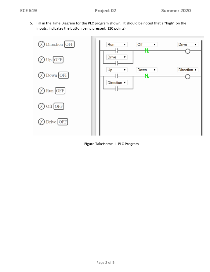 Solved ECE 519 Project 2 - Electronics, Motors and PLC's, | Chegg.com