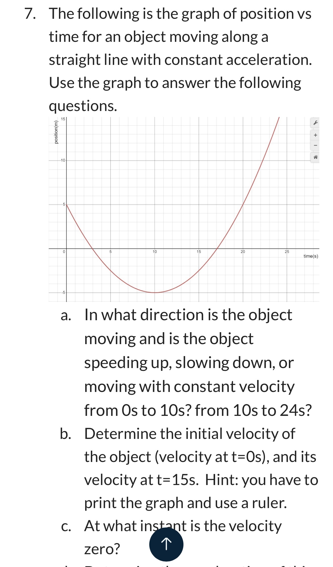 Solved d. Determine the acceleration of this object. e. Plot | Chegg.com