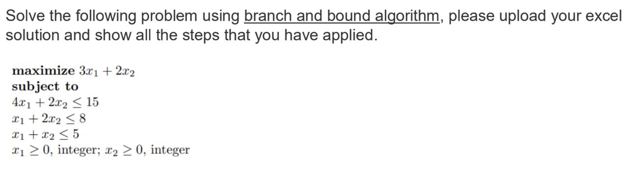 Solved Solve the following problem using branch and bound | Chegg.com