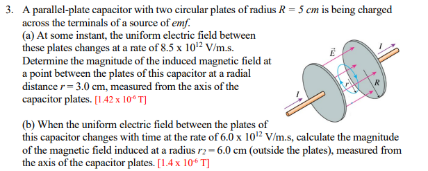 Solved 3. A parallel-plate capacitor with two circular | Chegg.com