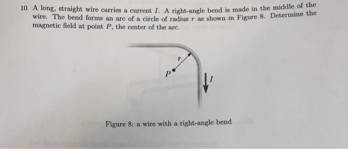 Solved ong, straight wire carries a current I. A right-angle | Chegg.com