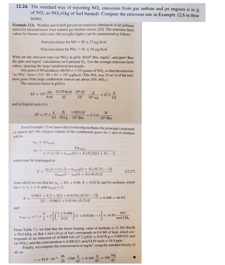 12.24. The standard way of reporting NOx emissions | Chegg.com