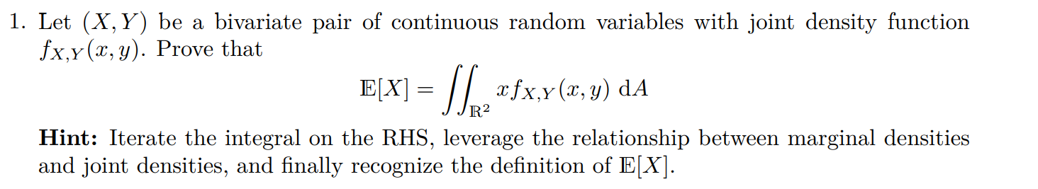 Solved Let (X,Y) be a bivariate pair of continuous random | Chegg.com