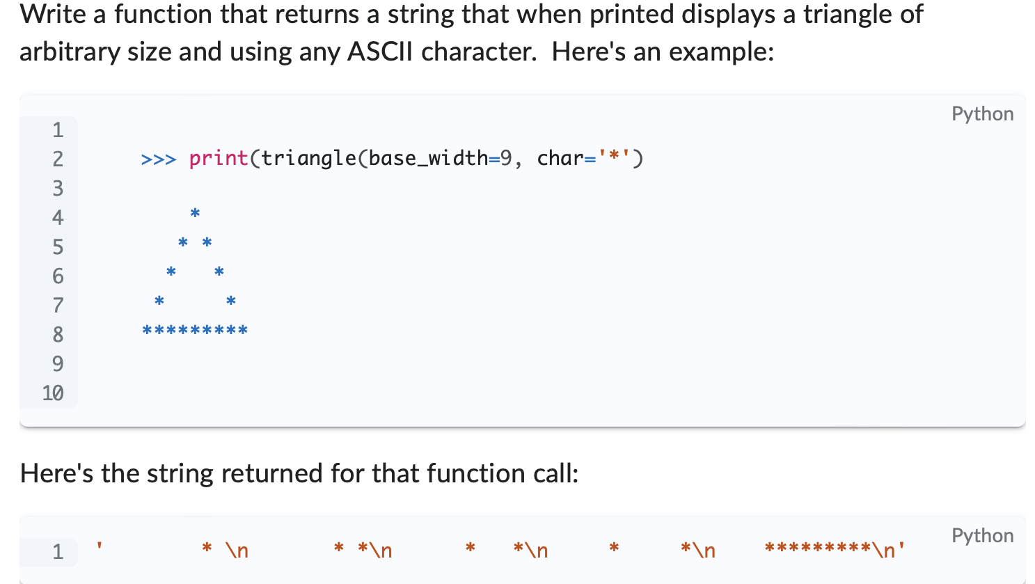 Solved Write a function that returns a string that when | Chegg.com