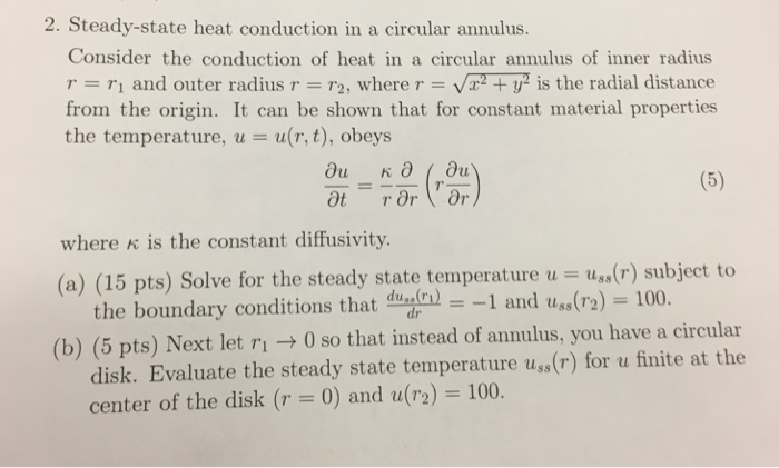 Solved 2. Steady-state heat conduction in a circular | Chegg.com