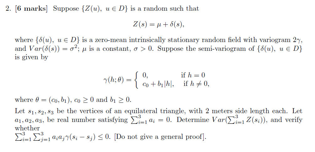 Solved Suppose fZ(u); u 2 ﻿Dg is a random such | Chegg.com