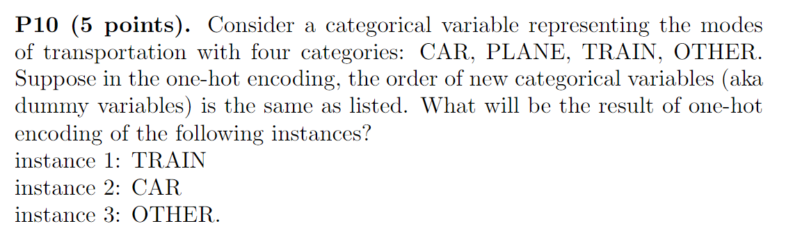 Solved P10 (5 points). Consider a categorical variable | Chegg.com