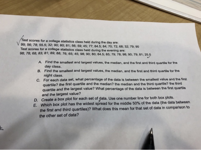 Solved est scores for a college statistics class held during | Chegg.com