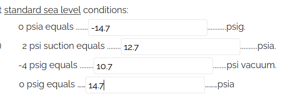 Solved standard sea level conditions: o psia equals | Chegg.com